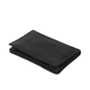 Leatherboss Genuine Leather Business Card Holder | Expandable Pocket, Credit Card & ID Slots | Stylish & Compact | Black