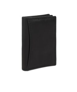 leatherboss genuine leather business card holder | expandable pocket, credit card & id slots | stylish & compact | black