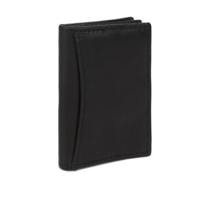 Leatherboss Genuine Leather Business Card Holder | Expandable Pocket, Credit Card & ID Slots | Stylish & Compact | Black