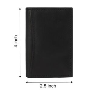 Leatherboss Genuine Leather Business Card Holder | Expandable Pocket, Credit Card & ID Slots | Stylish & Compact | Black