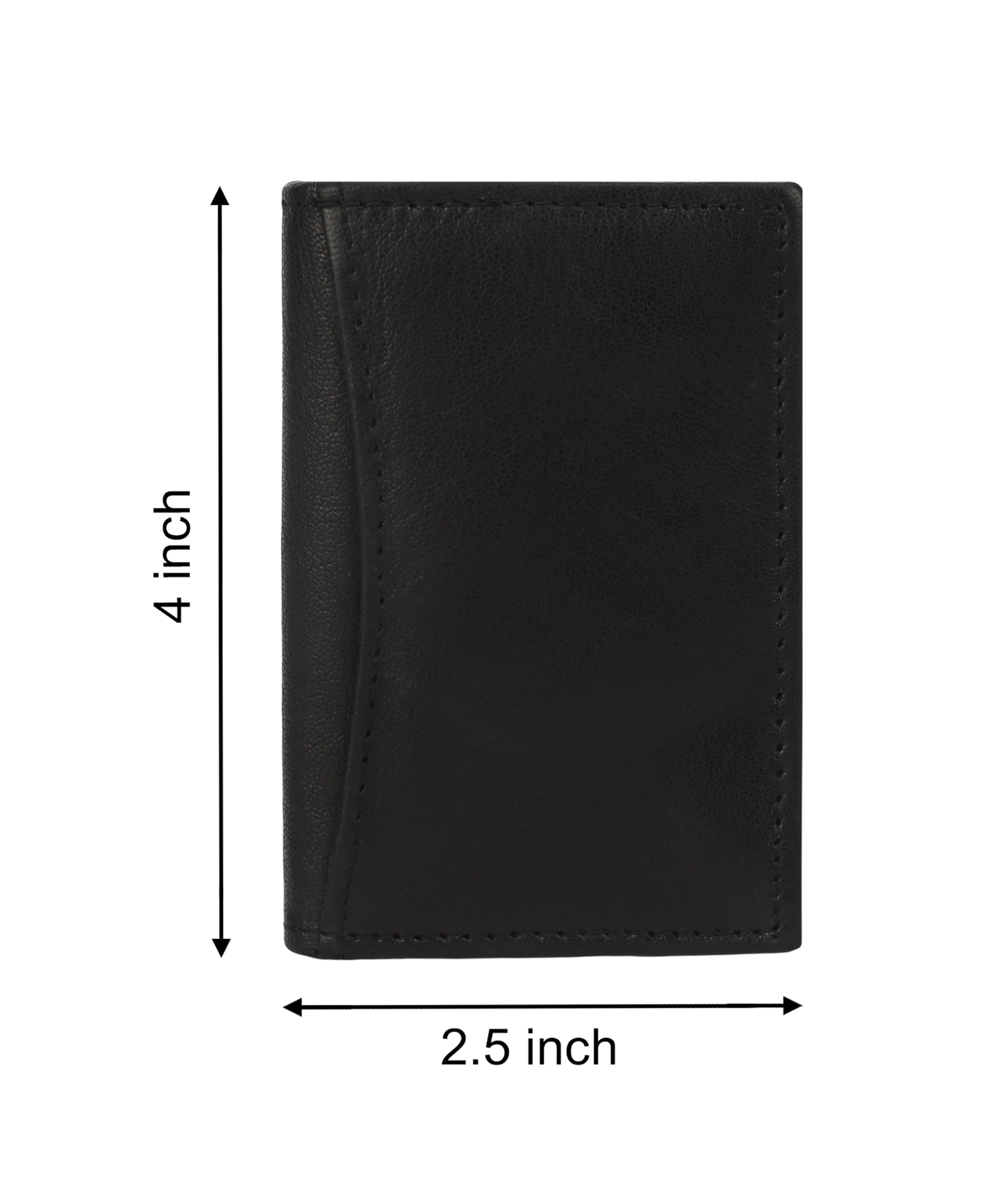 Leatherboss Genuine Leather Business Card Holder | Expandable Pocket, Credit Card & ID Slots | Stylish & Compact | Black