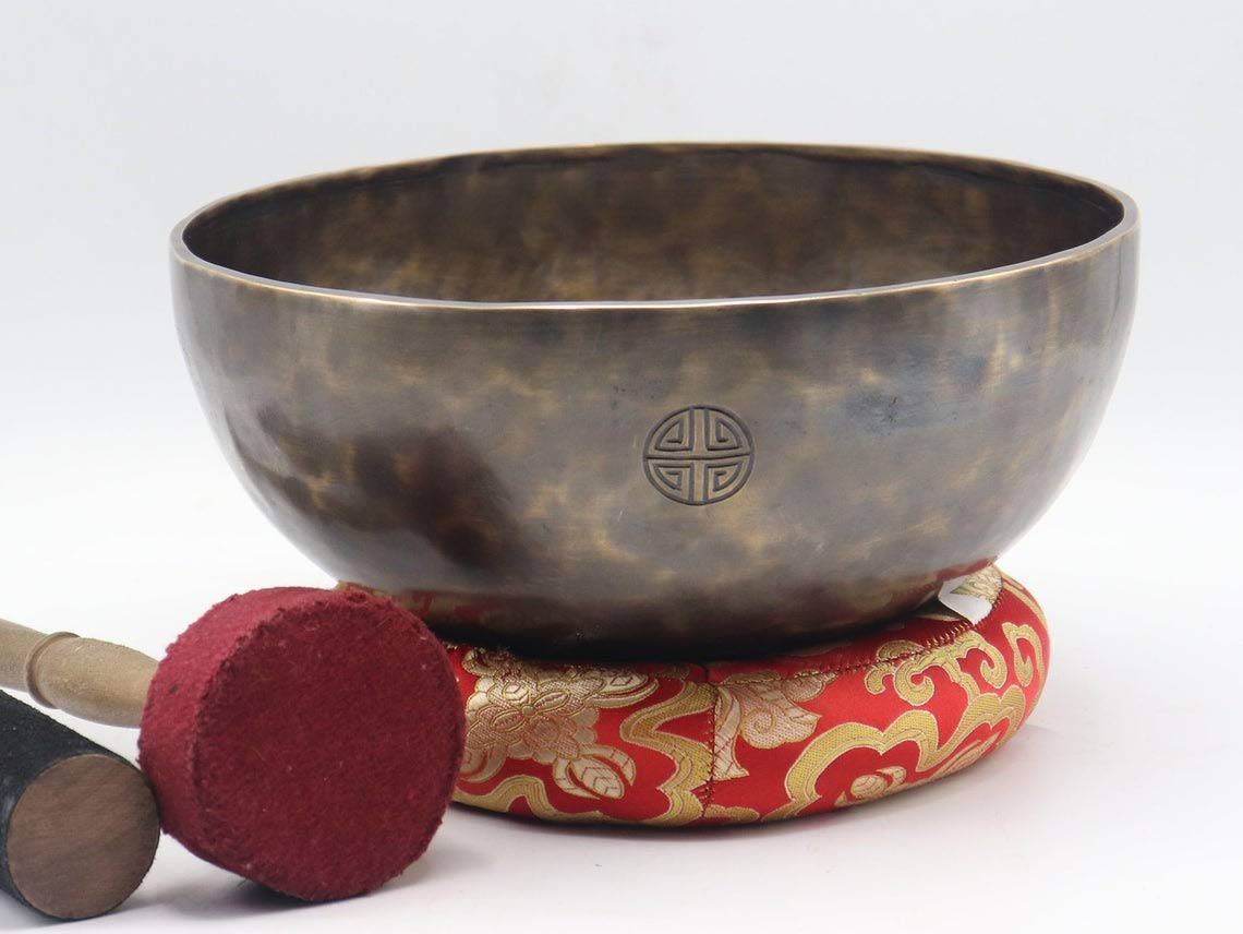 Singing Bowl Nepal-8 inch Full Moon Singing Bowl - Tibetan Spiritual Himalayan Healing Singing Bowls - Meditation, Therapy, Chakra Healing - Made in Nepal