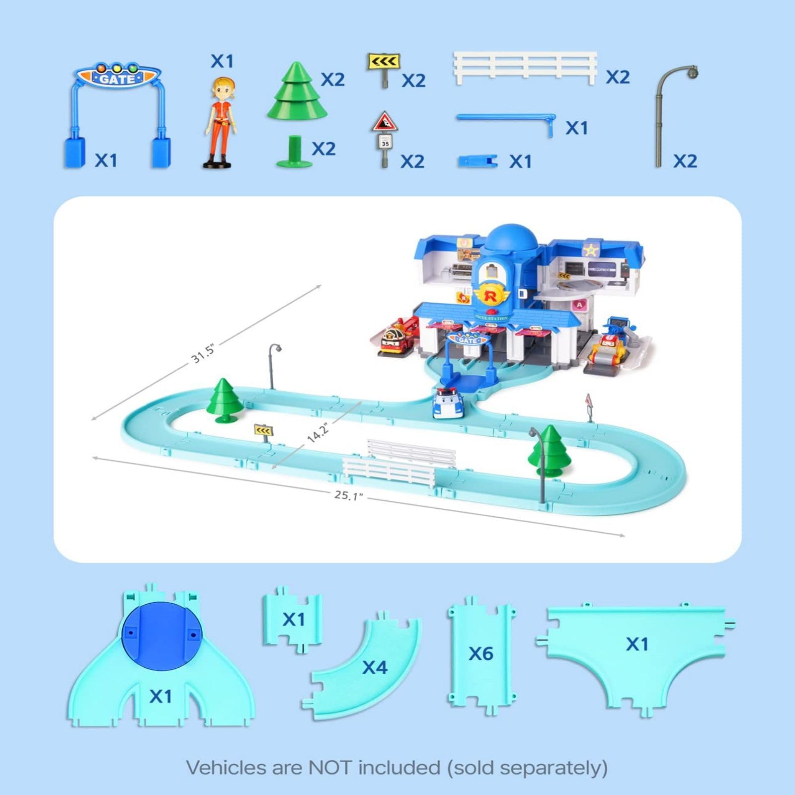 Robocar Poli Toys Exclusive, Transforming Headquarter Station Playset, Rescue Center Race Track Set for Diecast Cars Toy, Emergency Firetruck Station Rescue Toys Gift for Kid Boy Girl Age 1 2 3 4 5