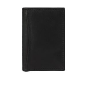 Leatherboss Genuine Leather Business Card Holder | Expandable Pocket, Credit Card & ID Slots | Stylish & Compact | Black