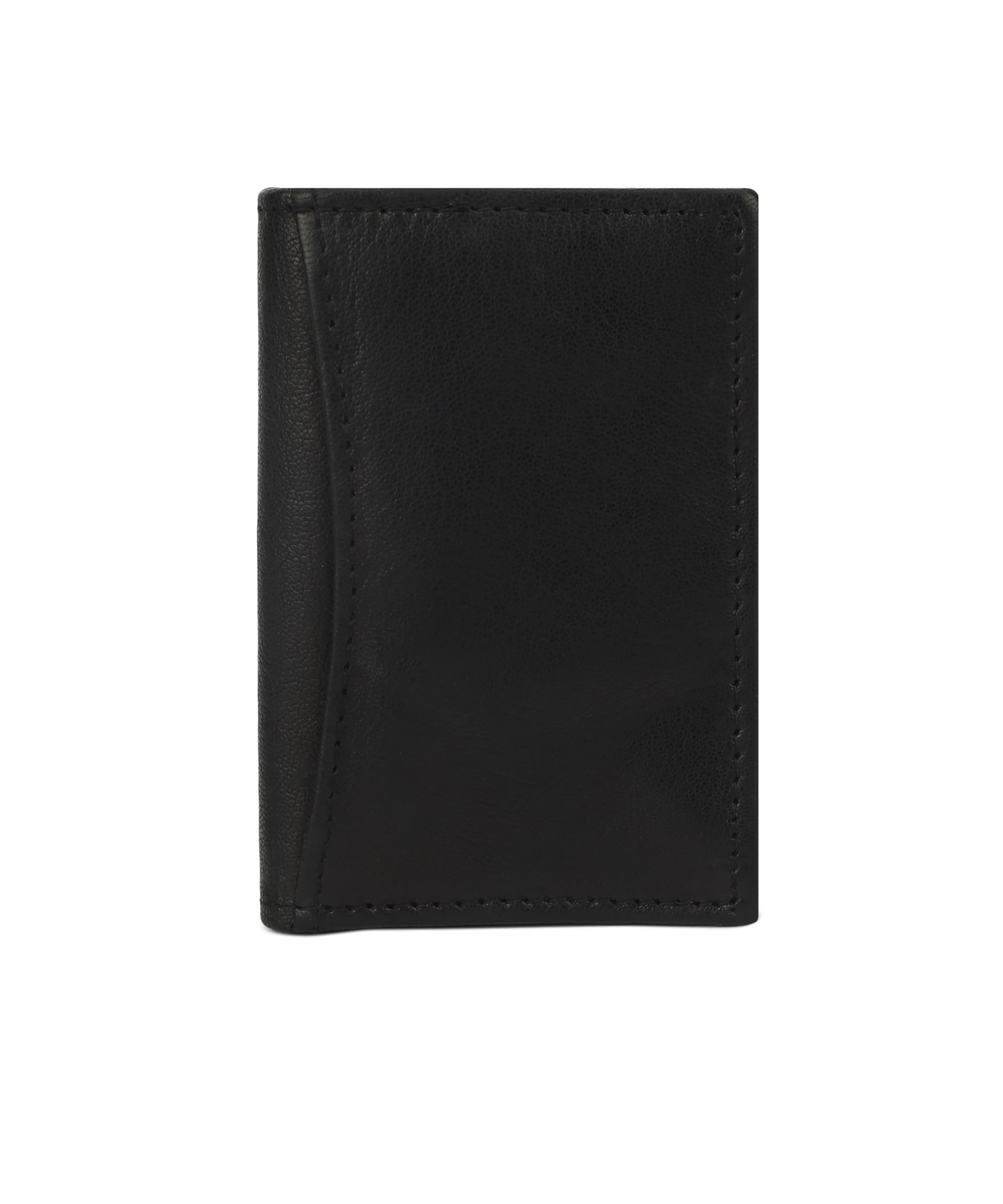 Leatherboss Genuine Leather Business Card Holder | Expandable Pocket, Credit Card & ID Slots | Stylish & Compact | Black