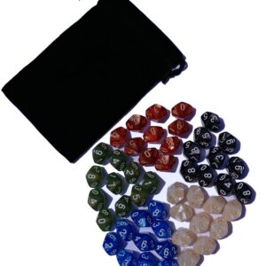 50 10-Sided Dice | 5 Sets of 10 D10