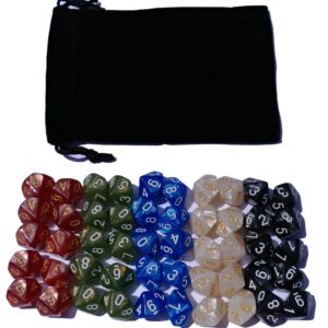 50 10-Sided Dice | 5 Sets of 10 D10