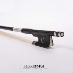 Fiddlerman Black Carbon Fiber Cello Bow Powder Coated Copper Mounted Ebony Frog Hand Made With Unbleached Siberian Horse Hair 4/4