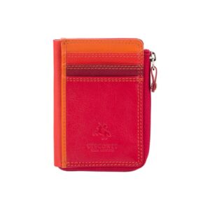 visconti rb110 phi phi womens leather slim id credit card holder wallet/purse (red multi)