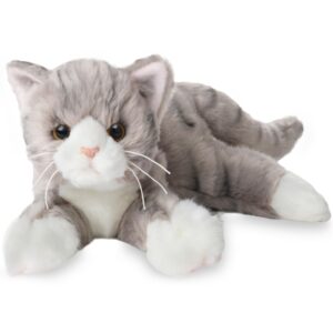 bearington collection socks cat 15 inch plush cat - stuffed cats that look real - stuffed kitty grey cat stuffed animal