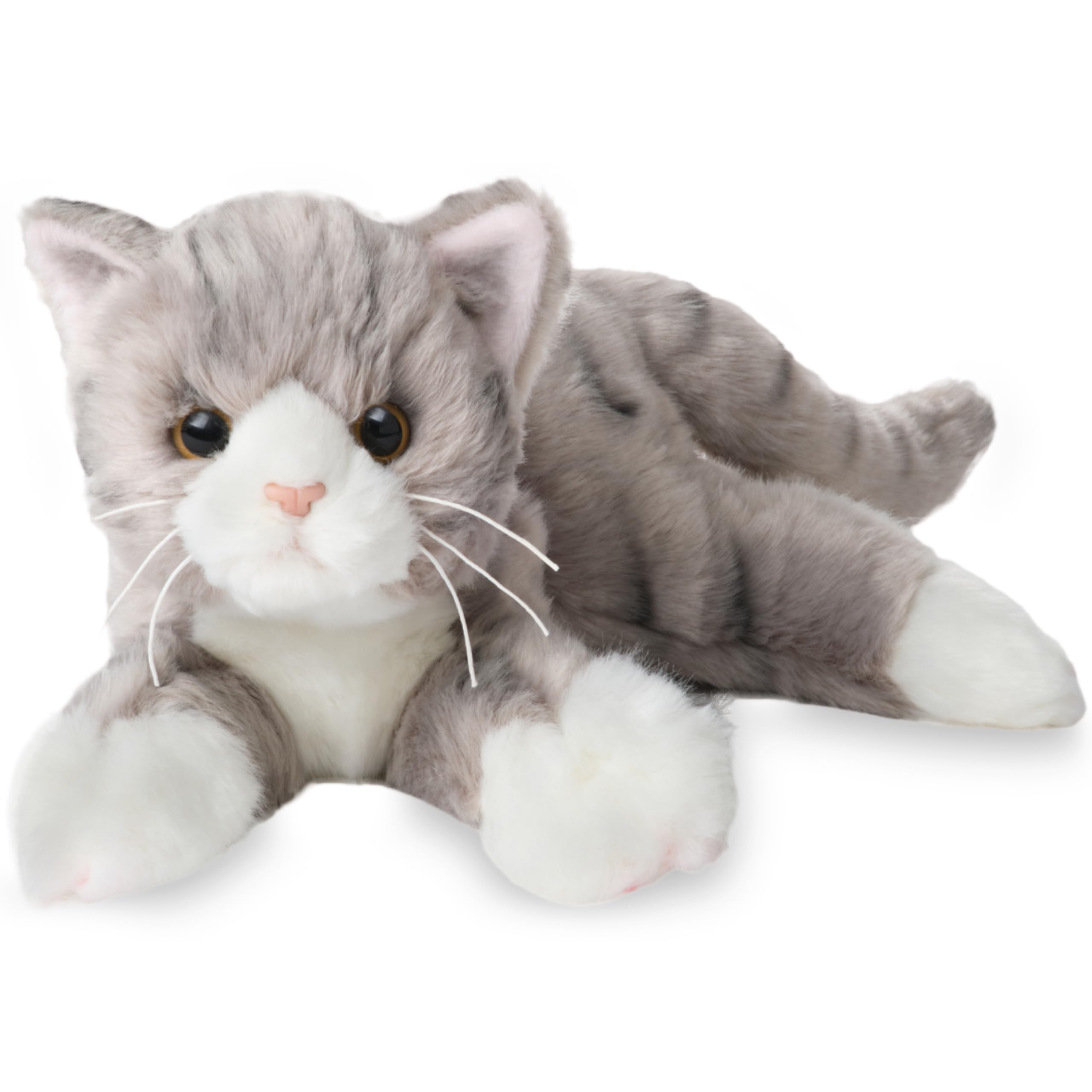 Bearington Collection Socks Cat 15 Inch Plush Cat - Stuffed Cats That Look Real - Stuffed Kitty Grey Cat Stuffed Animal