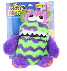 worry monster plush soft toy purple & green