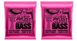 ernie ball p02834 ^2 super slinky bass strings 45-100,2 pack