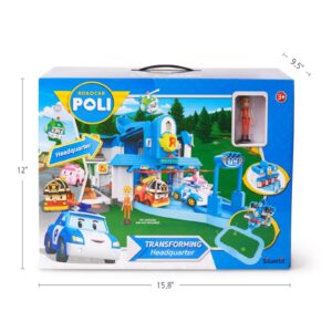 Robocar Poli Toys Exclusive, Transforming Headquarter Station Playset, Rescue Center Race Track Set for Diecast Cars Toy, Emergency Firetruck Station Rescue Toys Gift for Kid Boy Girl Age 1 2 3 4 5