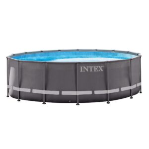 intex ultra frame pool set with cartridge filter pump, 16 x 48, gray