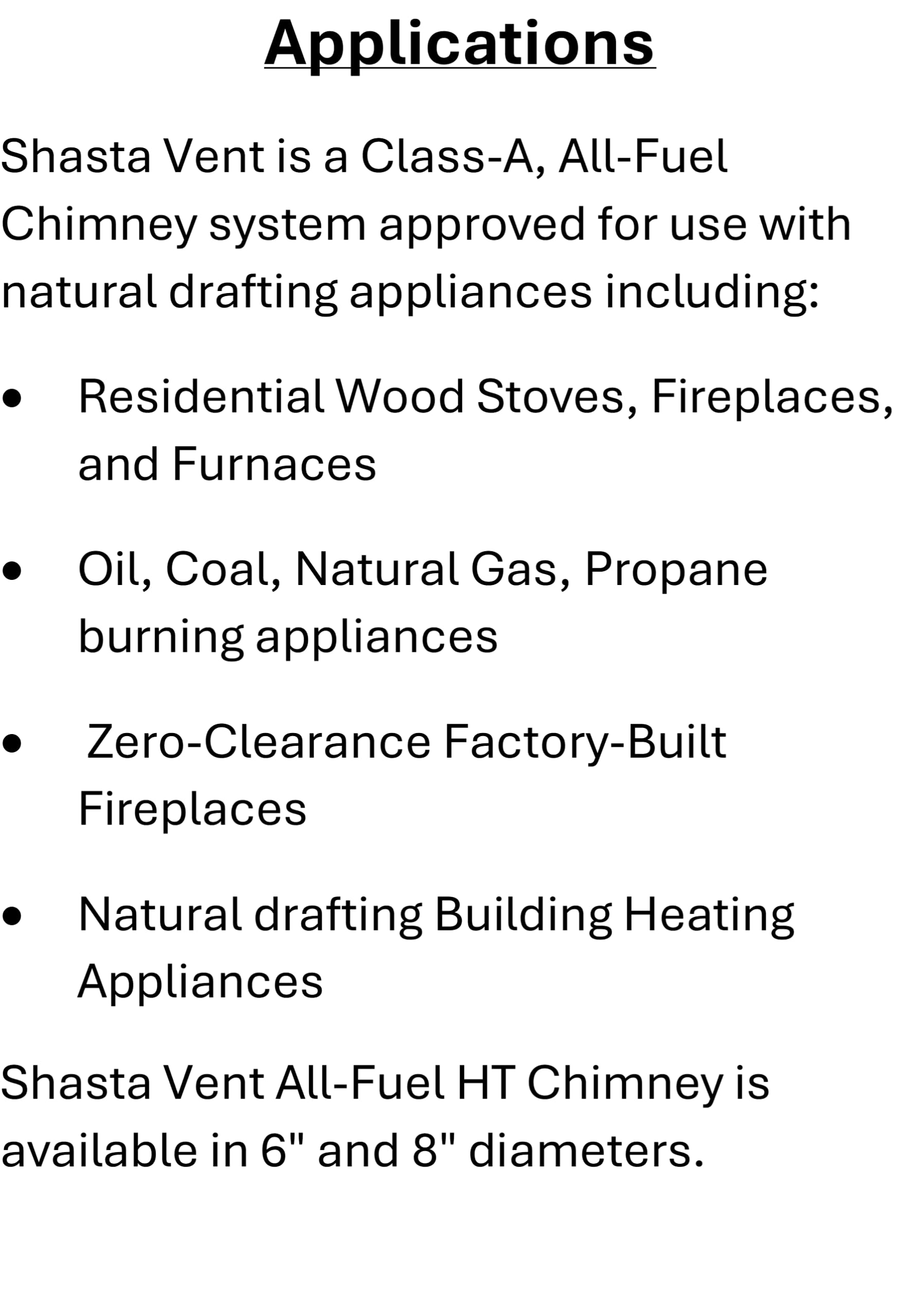 SHASTA VENT 8" x 24" Class A, All Fuel, Double Wall, Insulated, Stainless Steel Chimney Pipe 8" Dia. x 24" Length