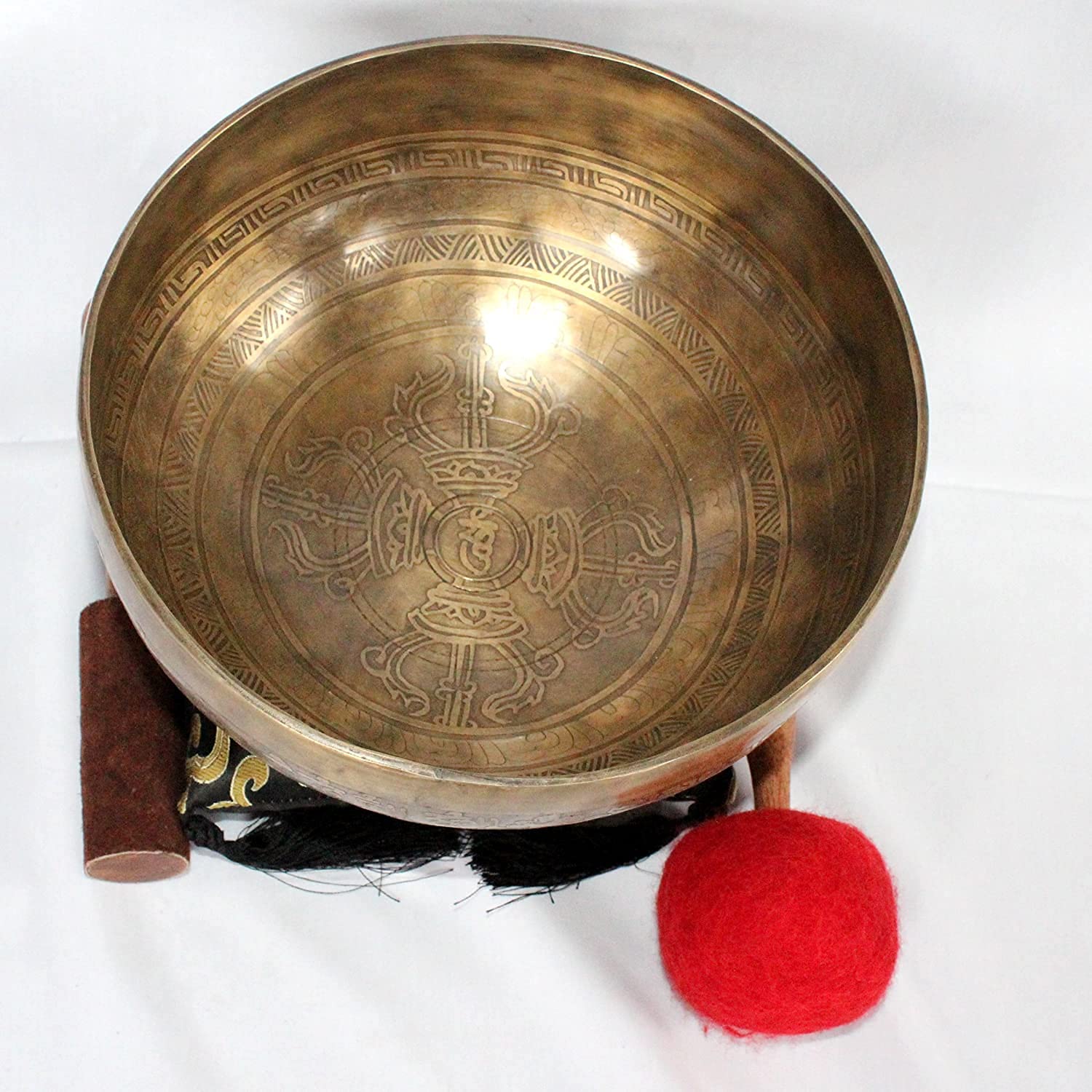 Singing Bowl Nepal- 8" Healing Mantra Carved Singing Bowl, Hand Hammered Tibetan Meditation Singing Bowl 8 Inches - Yoga Bowl By Singing Nepal