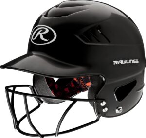 rawlings | coolflo batting helmet | 6 1/2" - 7 1/2" one size fits most | black + facemask