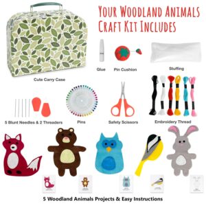 CraftLab Woodland Animals Kids Sewing Kit, Educational Beginner Arts & Crafts Gift for Boys and Girls Ages 7 to 13 DIY Learn to Sew Embroidery