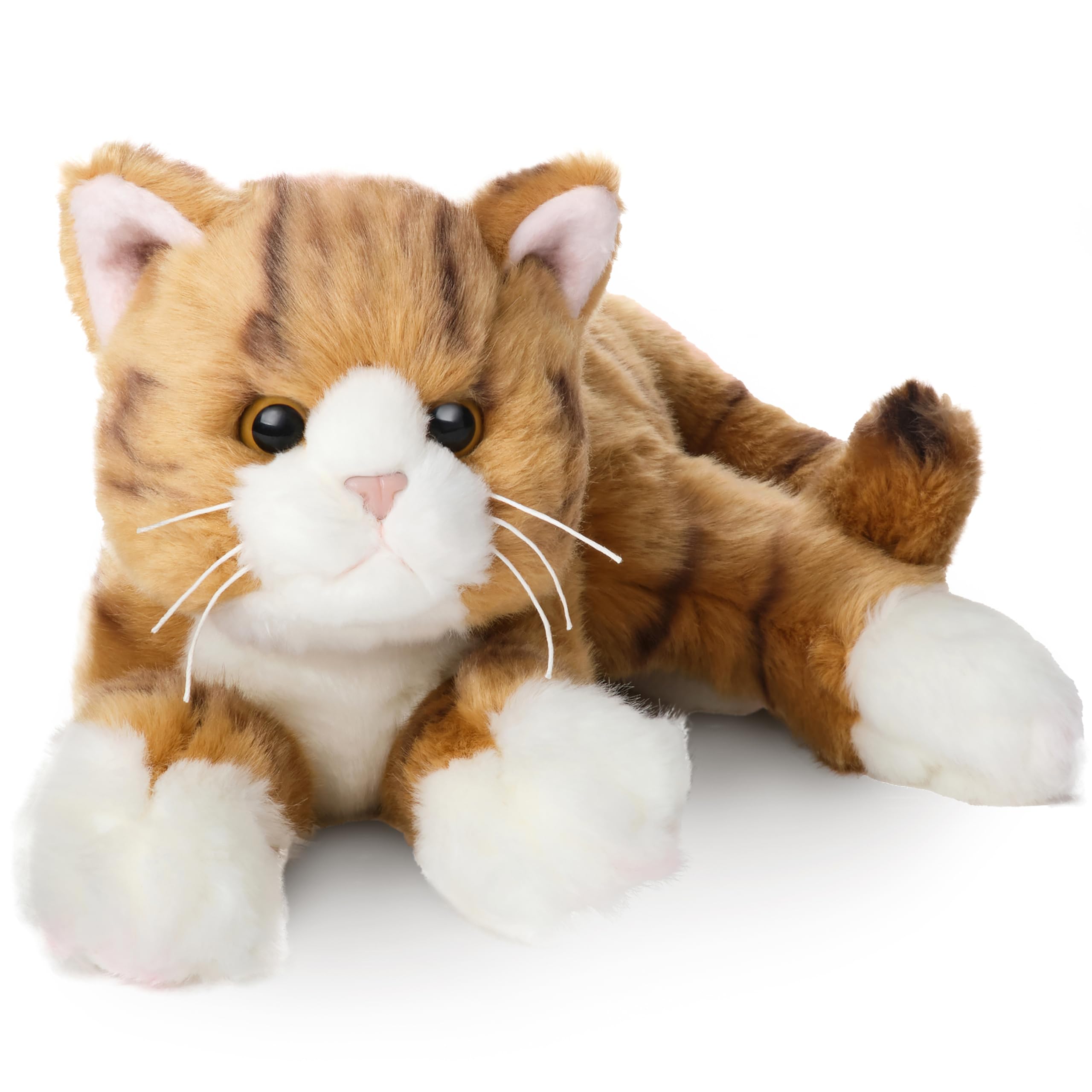 Bearington Collection Tabby Cat 15 Inch Stuffed Cat - Orange Cat Plush - Stuffed Cats That Look Real