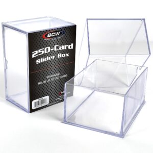 BCW Card Slider Box | Premium Trading Card Storage | Sturdy, Stackable, Crystal-Clear Design for Magic The Gathering, Football, Basketball, Baseball Card (250 Card, 1 Pack)