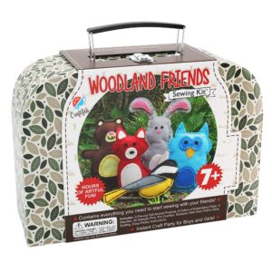 craftlab woodland animals kids sewing kit, educational beginner arts & crafts gift for boys and girls ages 7 to 13 diy learn to sew embroidery