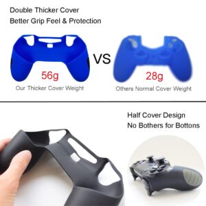 Skin Compatible for PS4 Controller Pandaren Soft Silicone Thicker Half Skin Cover Grip for PS4 /SLIM /PRO Controller (Skin X 4 + Thumb Grip X 8)(Black,White,Red,Blule)