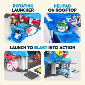 Robocar Poli Toys Exclusive, Transforming Headquarter Station Playset, Rescue Center Race Track Set for Diecast Cars Toy, Emergency Firetruck Station Rescue Toys Gift for Kid Boy Girl Age 1 2 3 4 5