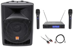 rockville powered 8" pro karaoke machine/system 4 ipad/iphone/android/laptop/tv