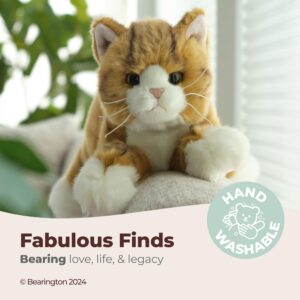 Bearington Collection Tabby Cat 15 Inch Stuffed Cat - Orange Cat Plush - Stuffed Cats That Look Real