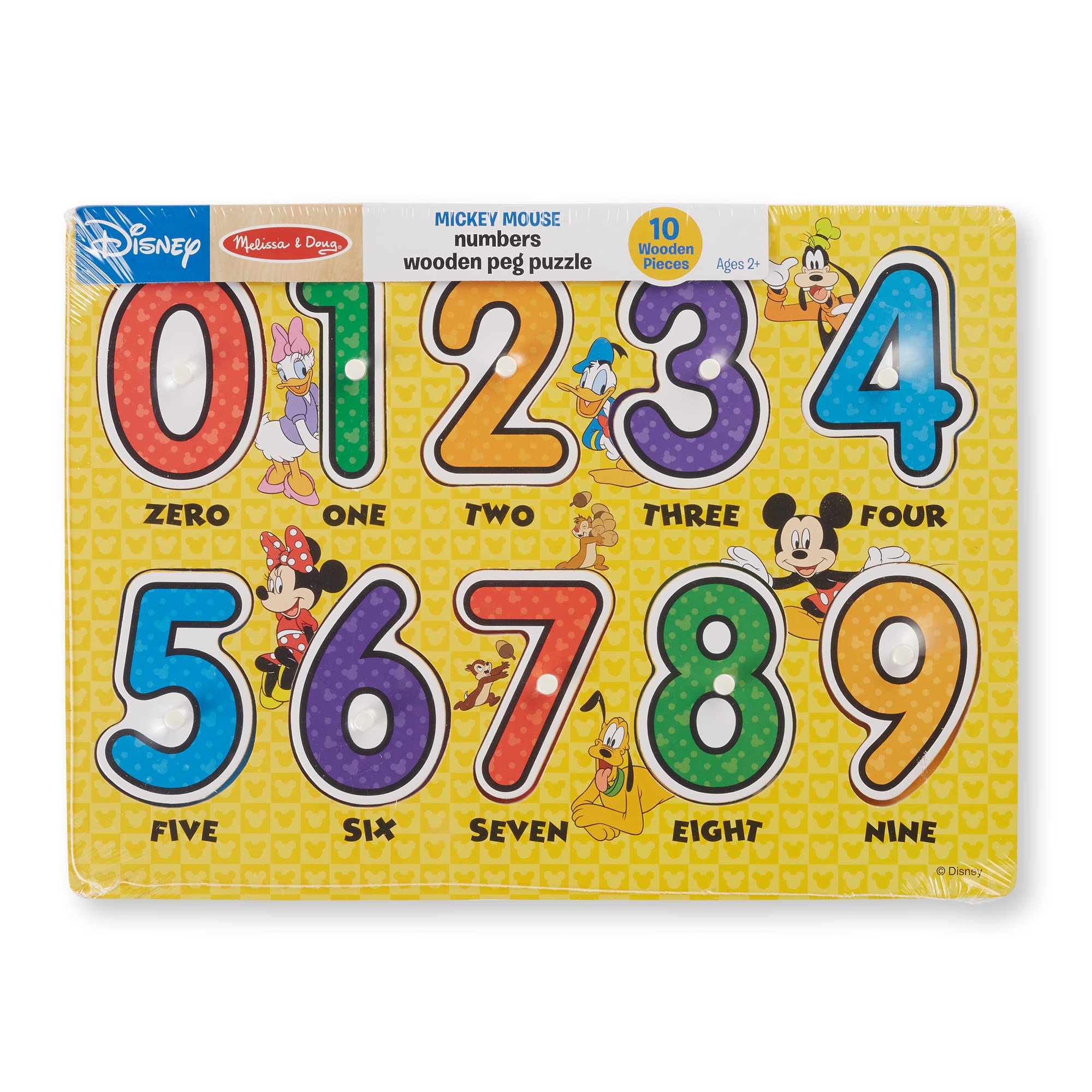 Melissa & Doug Disney Mickey Mouse Clubhouse Numbers Wooden Peg Puzzle (10 pcs)