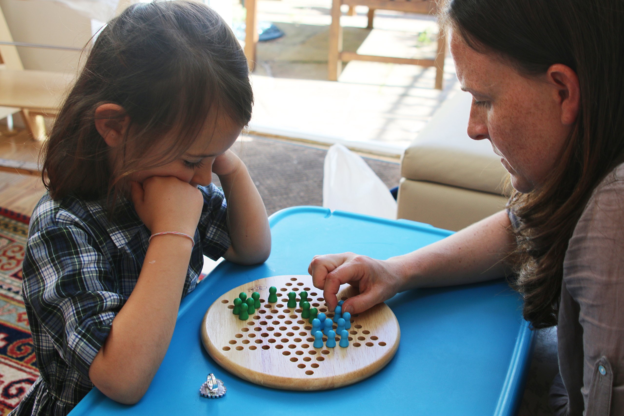 TOWO Wooden Chinese Checkers and Gobang (Five in a Row) 2 in 1 Board Game - Chinese Chequers Family Board Games for Kids and Adults- Wooden Toys for 6 Years Old