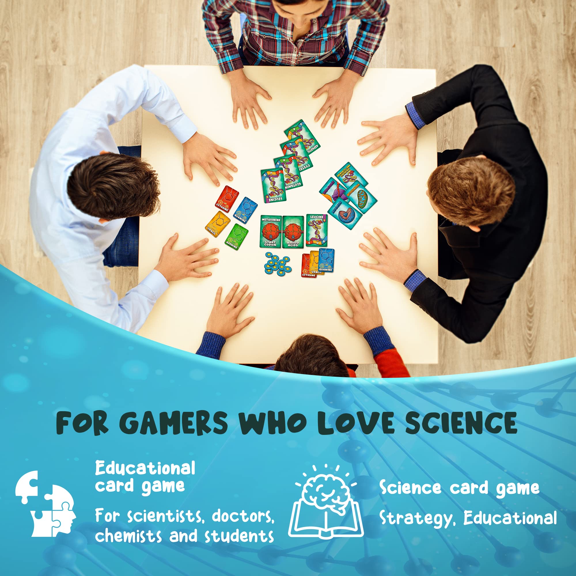 Genius Games Peptide: A Protein Building Game | A Strategy Card Game with Accurate Science for Gamers and Teachers | Teaches Amino Acids, mRNA, Organelles