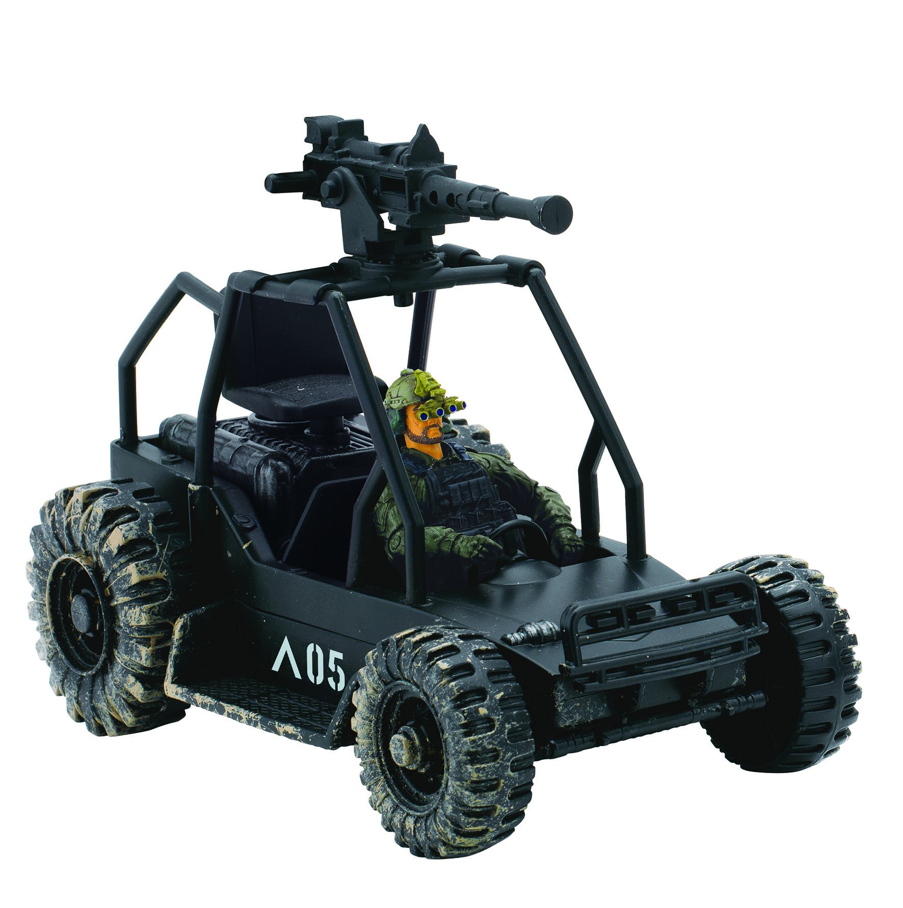 Sunny Days Entertainment Delta Attack Vehicle – Playset with Action Figure and Realistic Accessories | Military Toy Set for Kids – Elite Force, Black