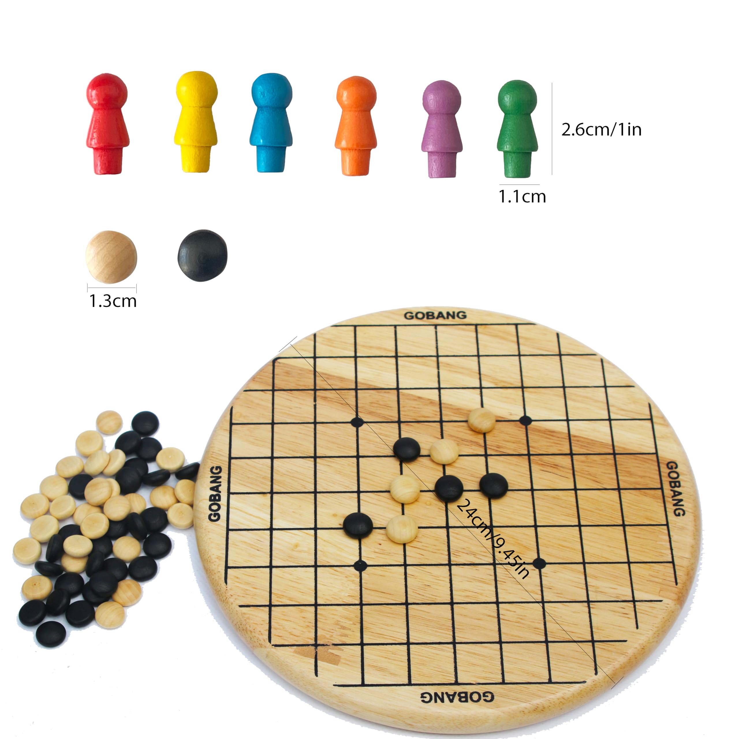 TOWO Wooden Chinese Checkers and Gobang (Five in a Row) 2 in 1 Board Game - Chinese Chequers Family Board Games for Kids and Adults- Wooden Toys for 6 Years Old