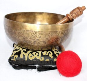 singing bowl nepal- 8" healing mantra carved singing bowl, hand hammered tibetan meditation singing bowl 8 inches - yoga bowl by singing nepal