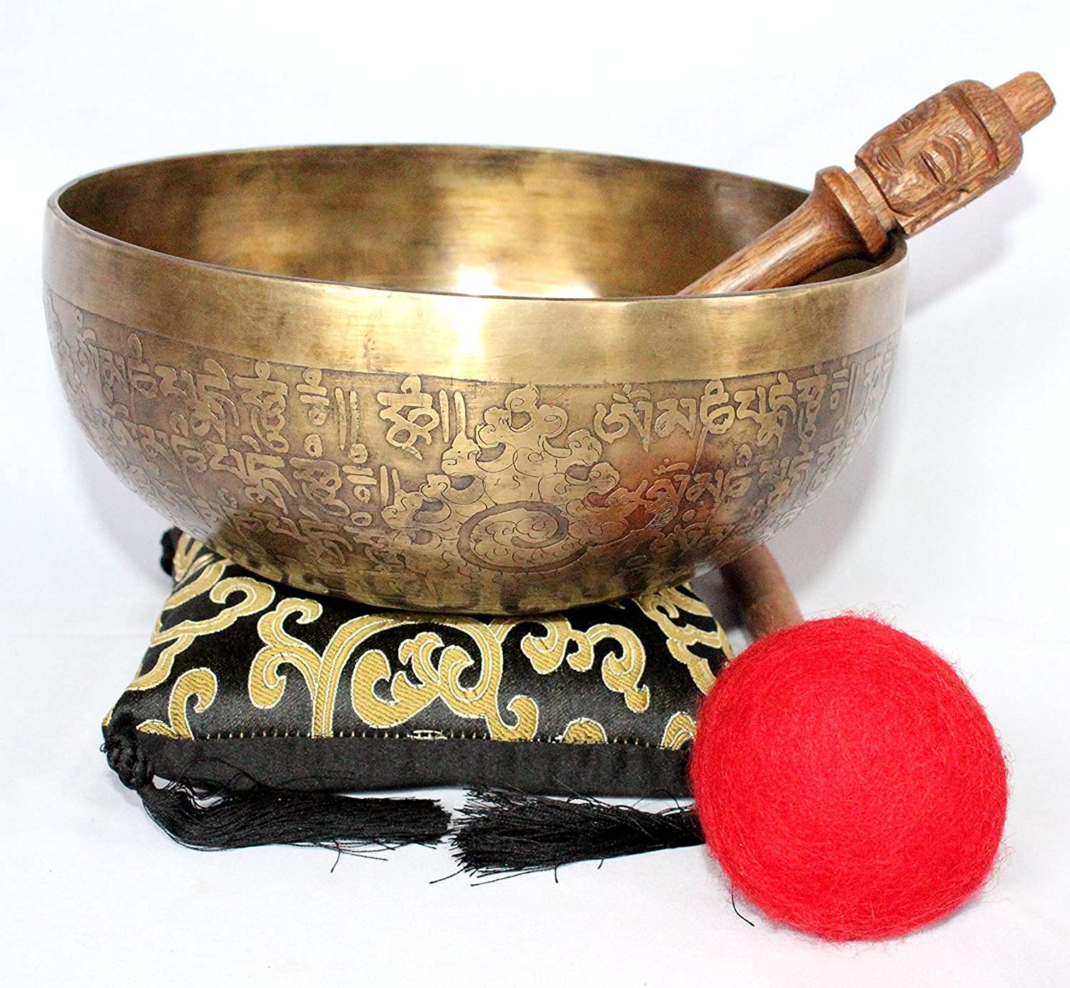 Singing Bowl Nepal- 8" Healing Mantra Carved Singing Bowl, Hand Hammered Tibetan Meditation Singing Bowl 8 Inches - Yoga Bowl By Singing Nepal