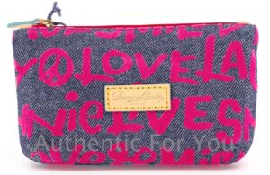 disney dooney & bourke pink denim wallet - mickey minnie peace love laugh smile