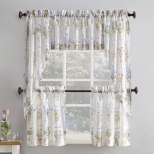 No. 918 Eve's Garden Semi-Sheer Rod Pocket Kitchen Curtain Tier Pair, 54" x 38", White