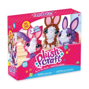 the orb factory plushcraft, plushcraft 3d mini bunny pack, purple/pink/brown/white/beige, 10" x 3" x 8.5"