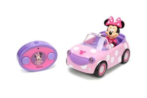 disney junior minnie mouse roadster rc car with polka dots, 27 mhz, pink with white polka dots, standard (97161)