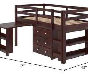 Donco Kids Study & Sleep Twin Cappuccino Low Loft Bed