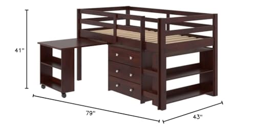 Donco Kids Study & Sleep Twin Cappuccino Low Loft Bed