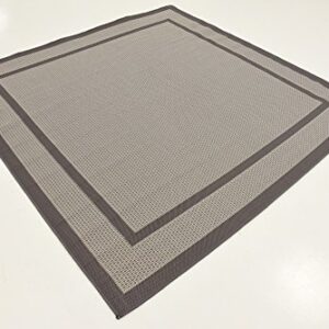 Unique Loom Outdoor Border Collection Area Rug - Border (6' 1" Square, Gray/ Silver)