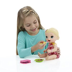 Baby Alive Super Snacks Snackin’ Lily Baby: Blonde Baby Doll That Eats, with Reusable Doll Food, Spoon and 3 Accessories, Doll for 3-Year-Old Girls and Boys and Up (Amazon Exclusive),Pink,Medium