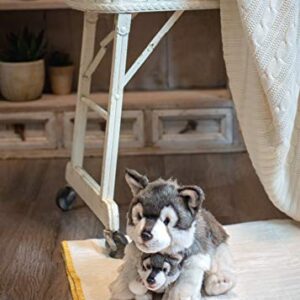 Nat and Jules Mommy Wolf and Pup Wintry Gray Children's Plush Stuffed Animal Toy Set of 2