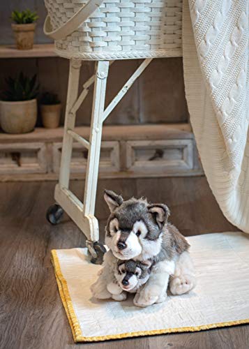 Nat and Jules Mommy Wolf and Pup Wintry Gray Children's Plush Stuffed Animal Toy Set of 2