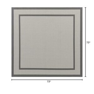 Unique Loom Outdoor Border Collection Area Rug - Border (6' 1" Square, Gray/ Silver)