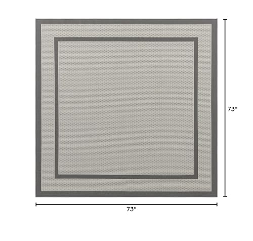 Unique Loom Outdoor Border Collection Area Rug - Border (6' 1" Square, Gray/ Silver)