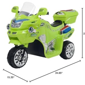 Lil' Rider Ride on Toy, 3 Wheel Motorcycle Trike for Kids by Rockin' Rollers – Battery Powered Ride on Toys for Boys and Girls, 3 - 6 Year Old, Large, Green